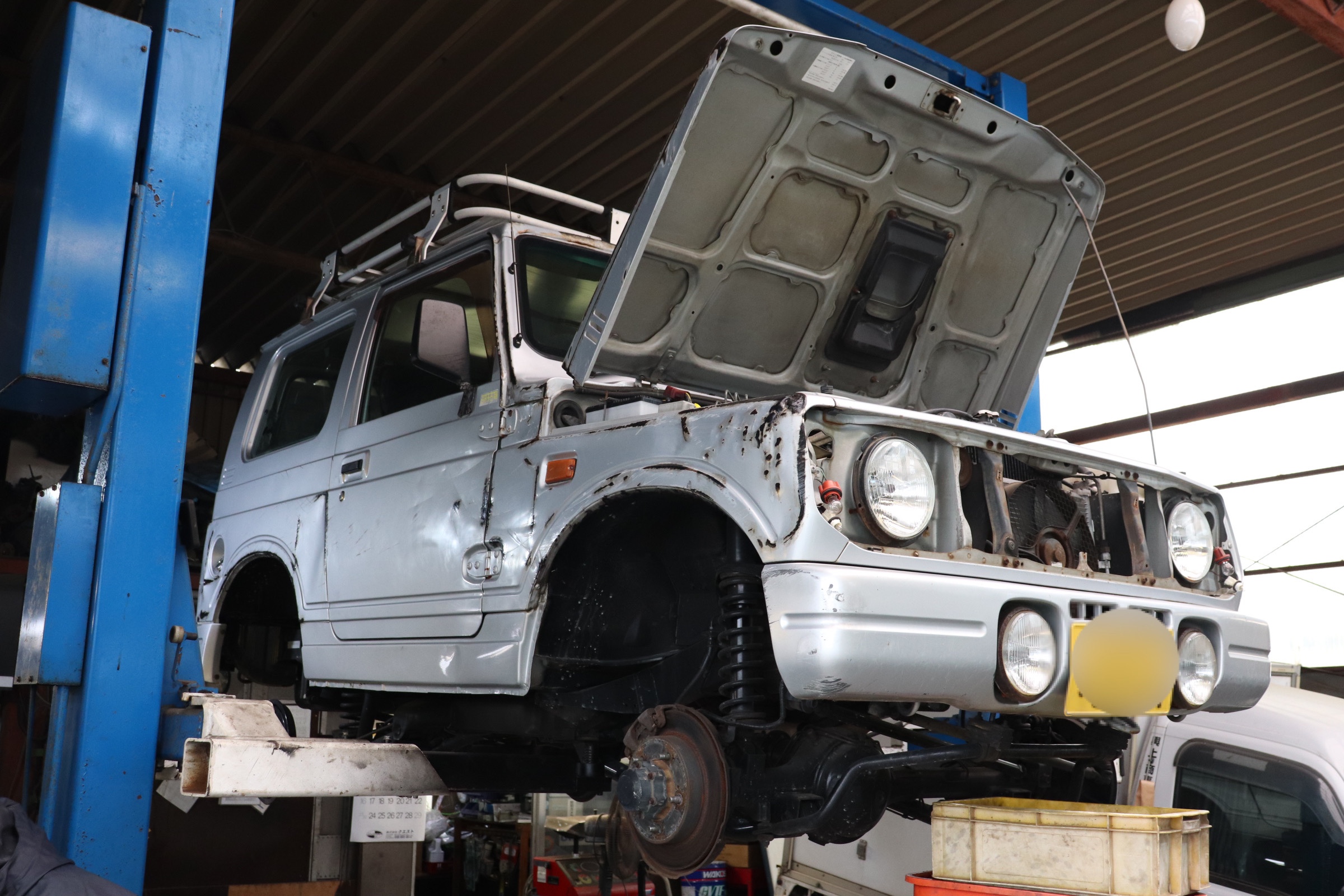 スズキ JA12 ジムニー 車検 足回り タイミングベルト一式 タイヤ交換 行いました | アスリート湘南波乗り自動車